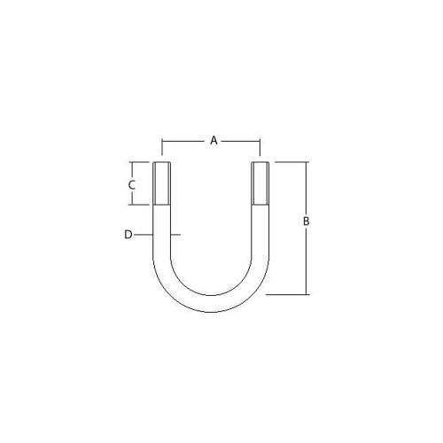 UB25 - M12 U-Bolts, to suit 114.3mm dia tower leg, Spun galvanised and ...