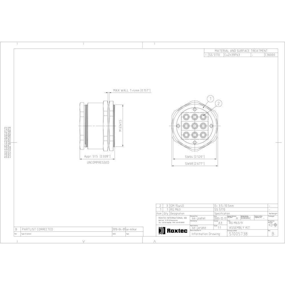 RG M Gland Kits - Roxtec RG M63/4, compact kit sealing solution for ...